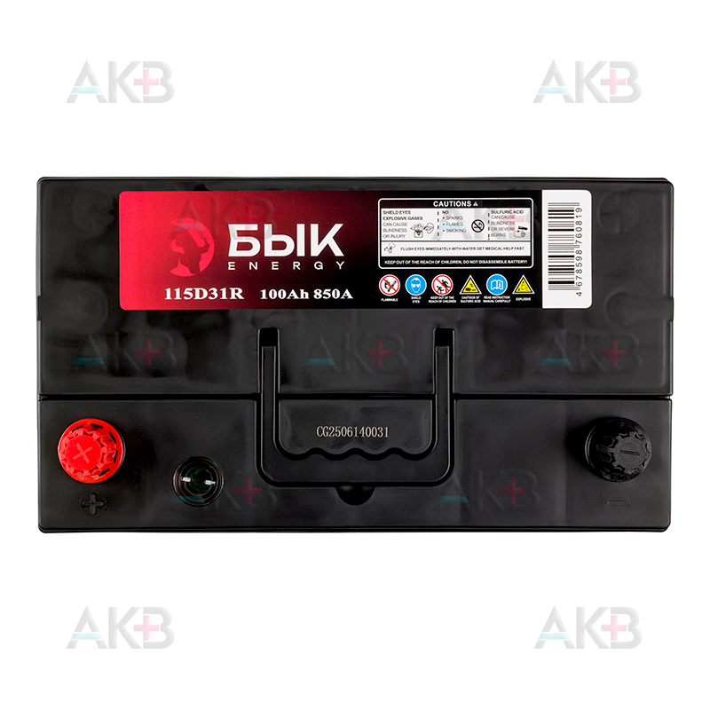 Аккумулятор БЫК Energy 115D31R 100Ah 850A прям. пол. (300x176x225 ...